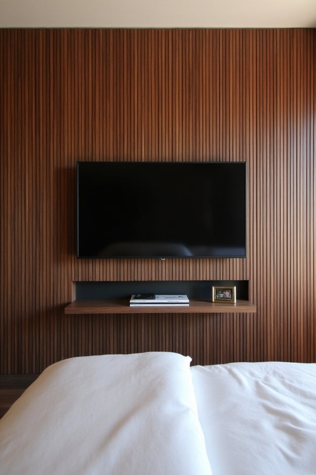 10 Elegant TV Wall Design Ideas for Your Bedroom With Wood Panels 2026 ...